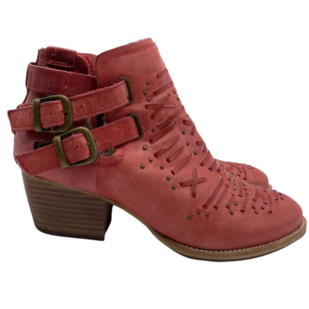 New Caterpillar Cat Cheyenne Red Leather Studded West… - Gem